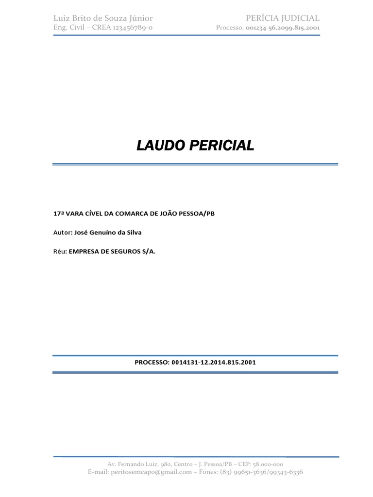 Modelo de Laudo Pericial | PDF | Direito