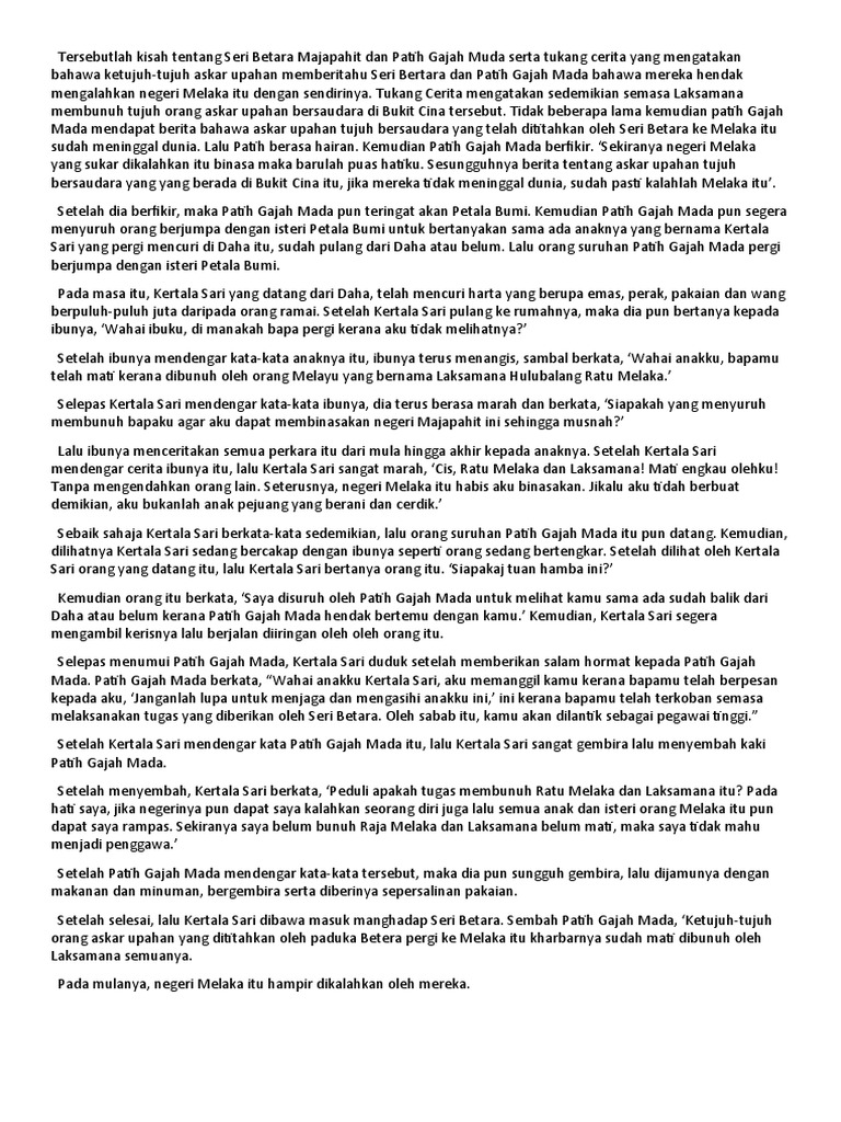 Tersebutlah Kisah Tentang Seri Betara Majapahit Dan Patih Gajah Muda ...