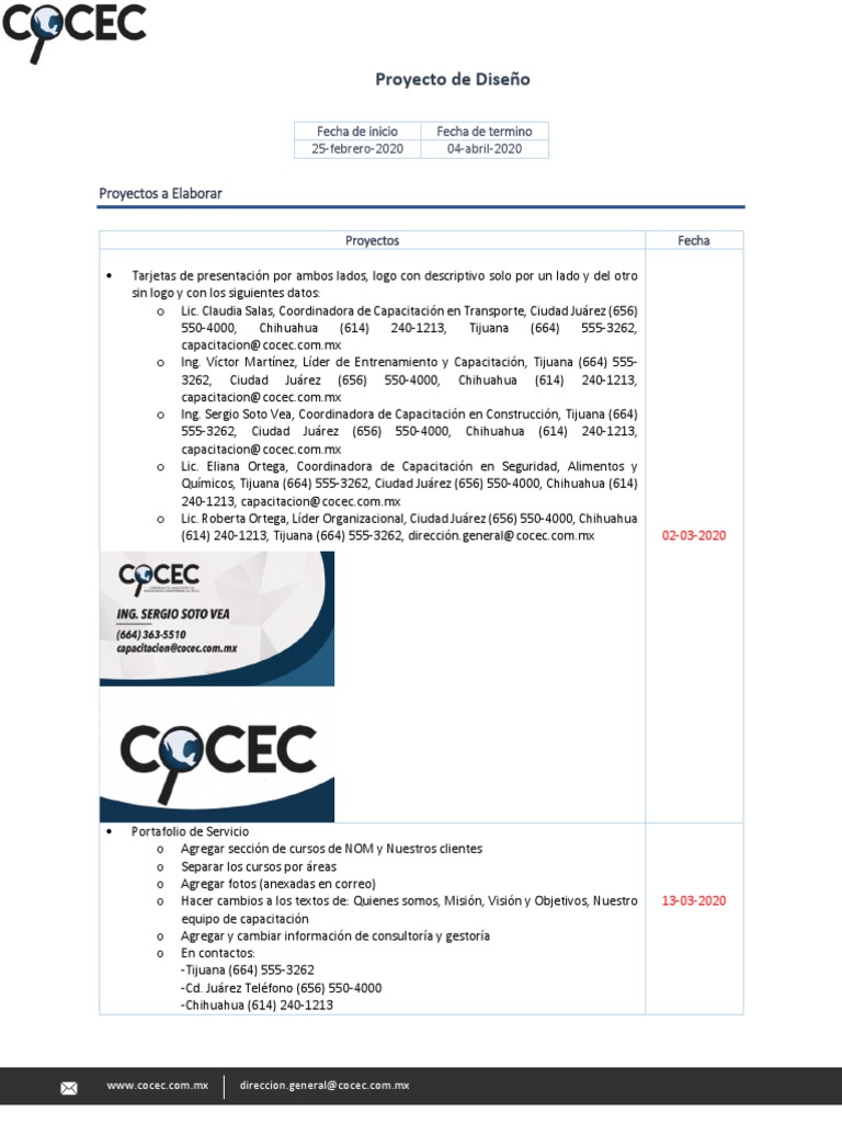 Proyecto de Diseño COCEC Prácticas Ene-Abr 2020 | PDF | Informática