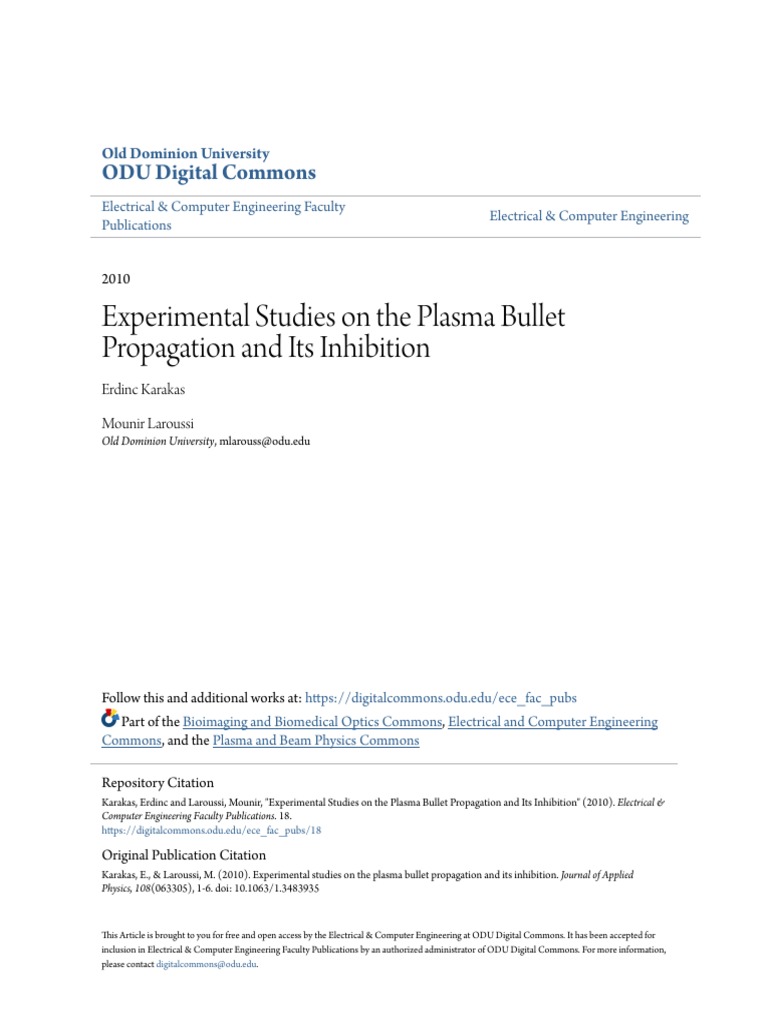 Experimental Studies On The Plasma Bullet Propagation and Its Inh ...
