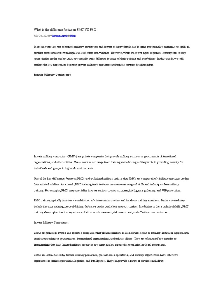 PMC vs PSD: Key Differences Explained | PDF | Securities | Bodyguard