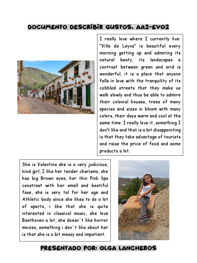 Documento Describir Gustos | PDF