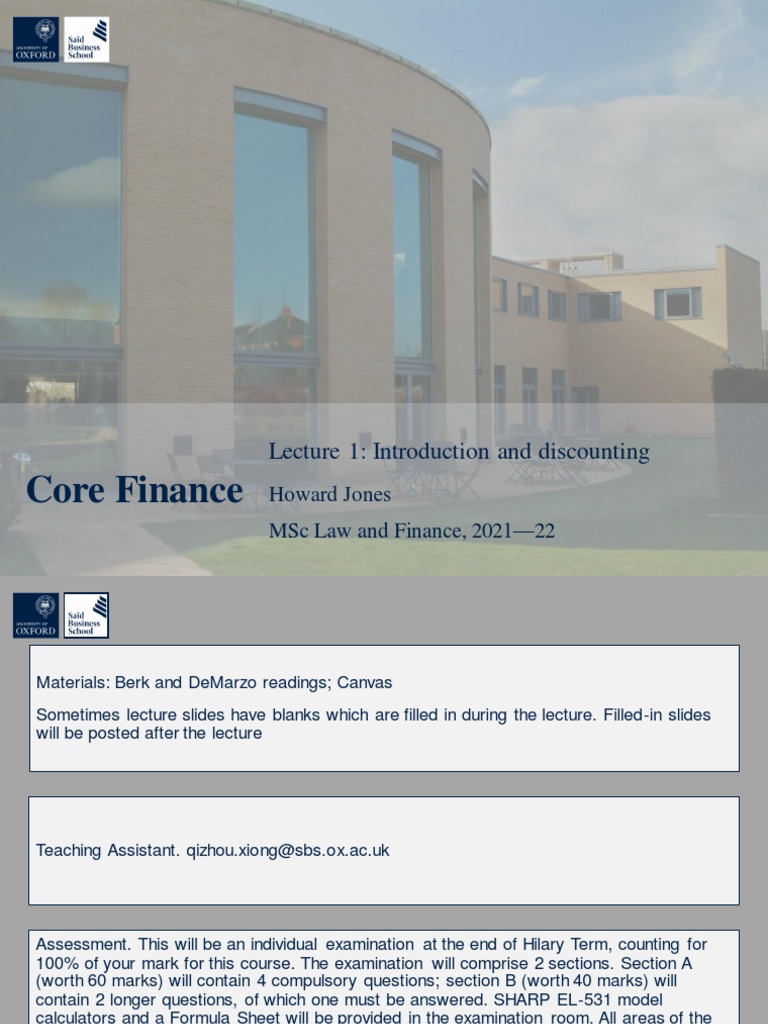 Finance Class Slide 1 | PDF | Present Value | Discounting