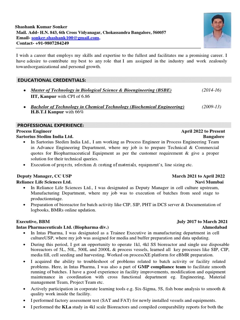 Resume - Shashank Kumar Sonker | PDF