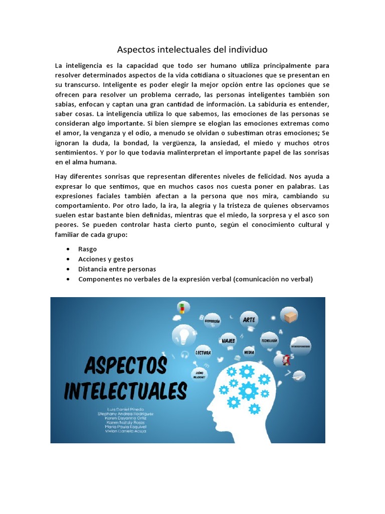 Aspectos Intelectuales Del Individuo | PDF | Las emociones | Inteligencia