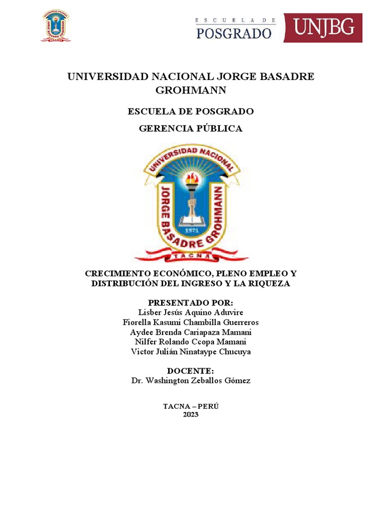 Universidad Nacional Jorge Basadre Grohmann: Escuela de Posgrado Gerencia Pública | PDF | Política