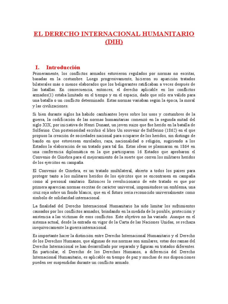 El Derecho Internacional Humanitario. Apuntes | PDF | Ley humanitaria ...