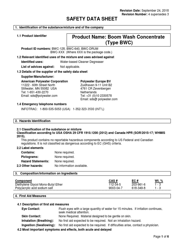 MSDS Boom Deterjen | PDF