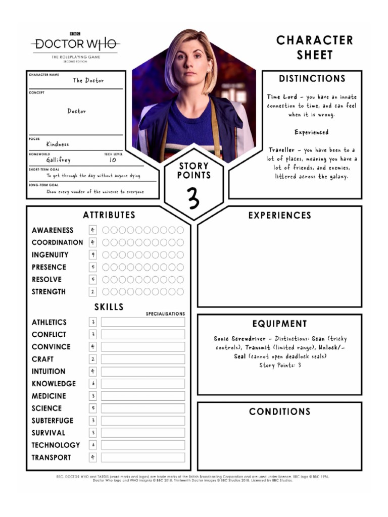 Doctor Who 2e (CB71304) Roleplaying Game - Pregens | PDF