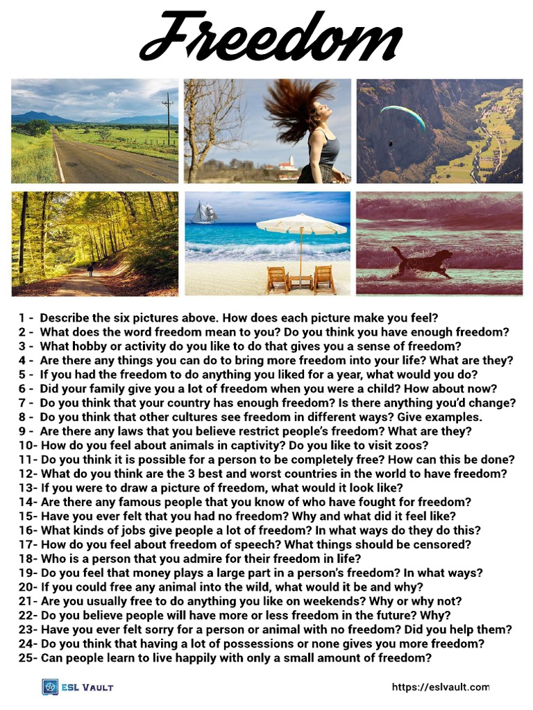 Freedom Discussion Questions for ESL Kids | PDF