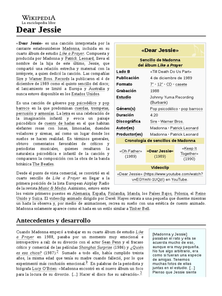 Dear Jessie | PDF | Trabajos