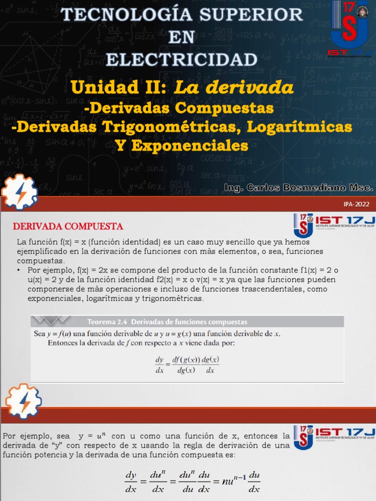 Unidad Ii - Derivadas Compuestas, Trig, Log, Exp | PDF