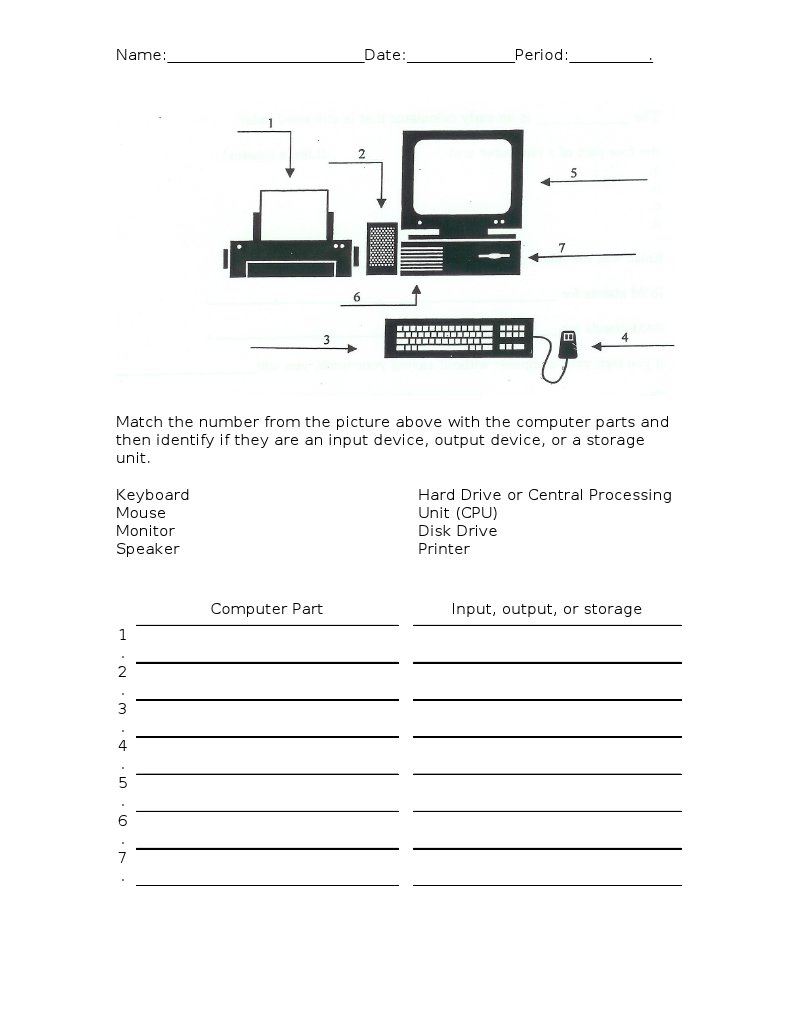 Basic Computers Worksheet | PDF