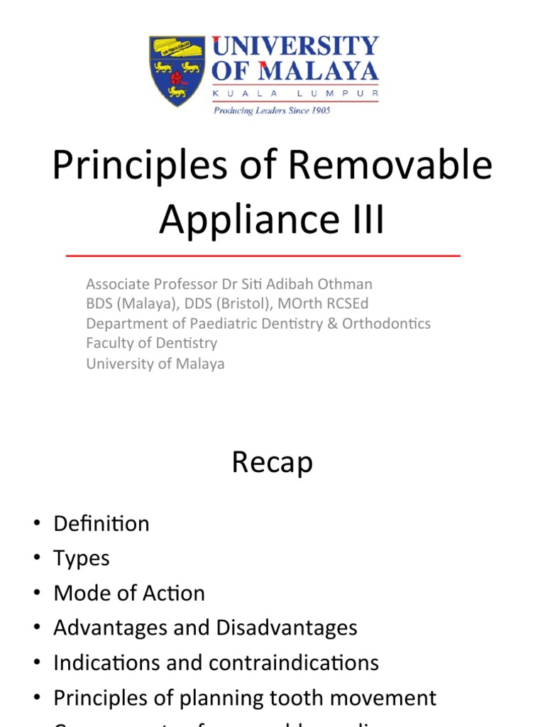 Principles of Removable Appliances III | PDF