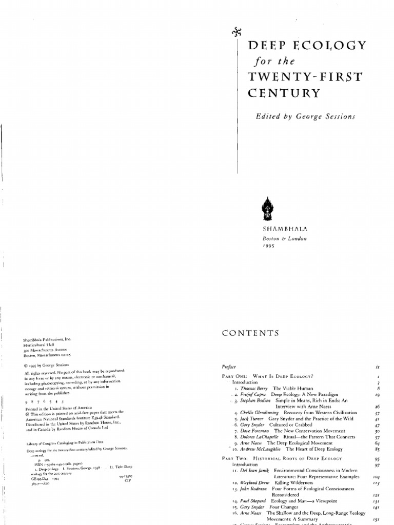 Deep Ecology For The Twenty First Century | PDF
