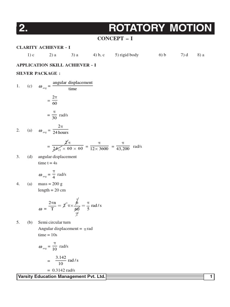 2. Rotatory Motion (IX Class) | PDF