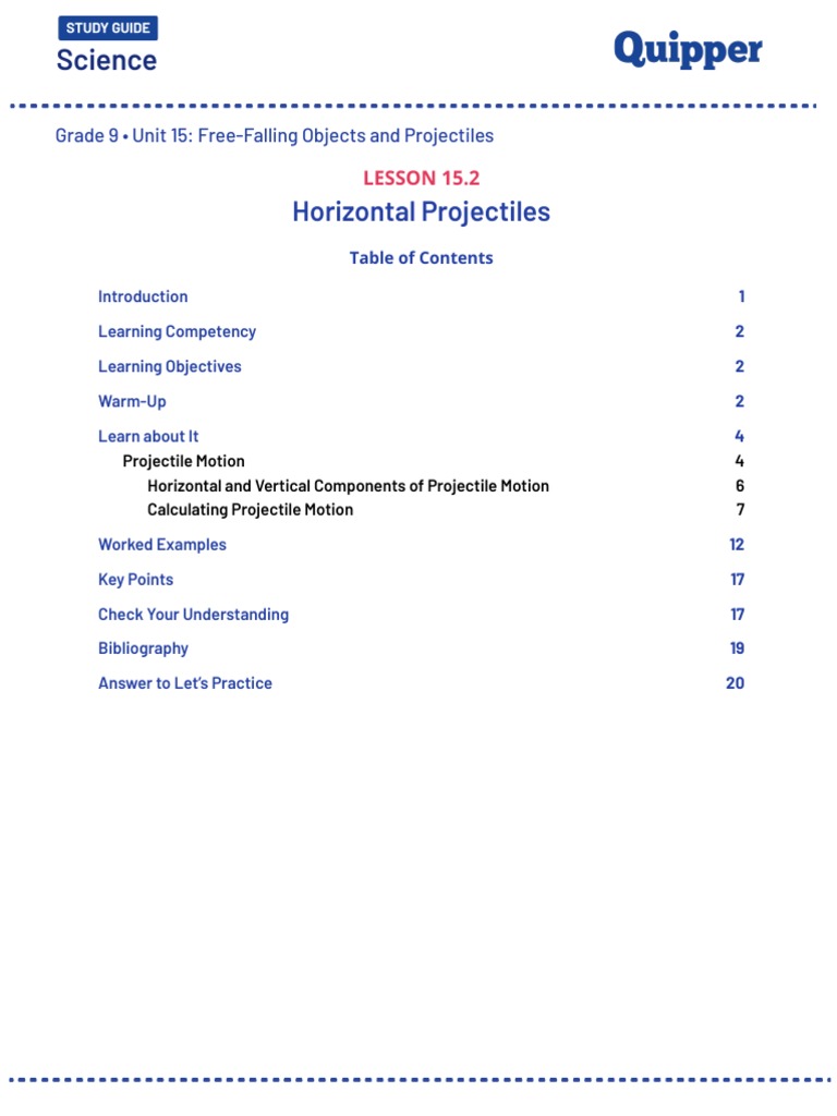 Projectile Motion (Me Sci 9 q4 1502 SG) | PDF