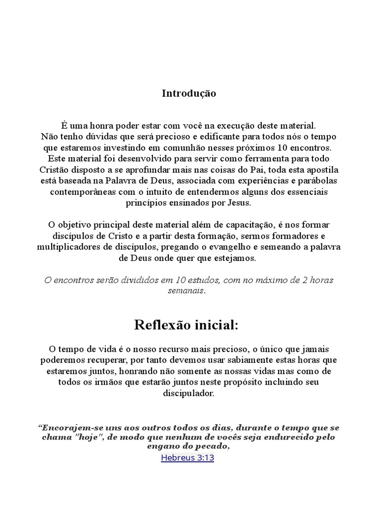 APOSTILA DISCIPULADO - 10 Passos para Intimidade Com Deus | PDF ... APOSTILA DISCIPULADO - 10 Passos para Intimidade Com Deus | PDF ...