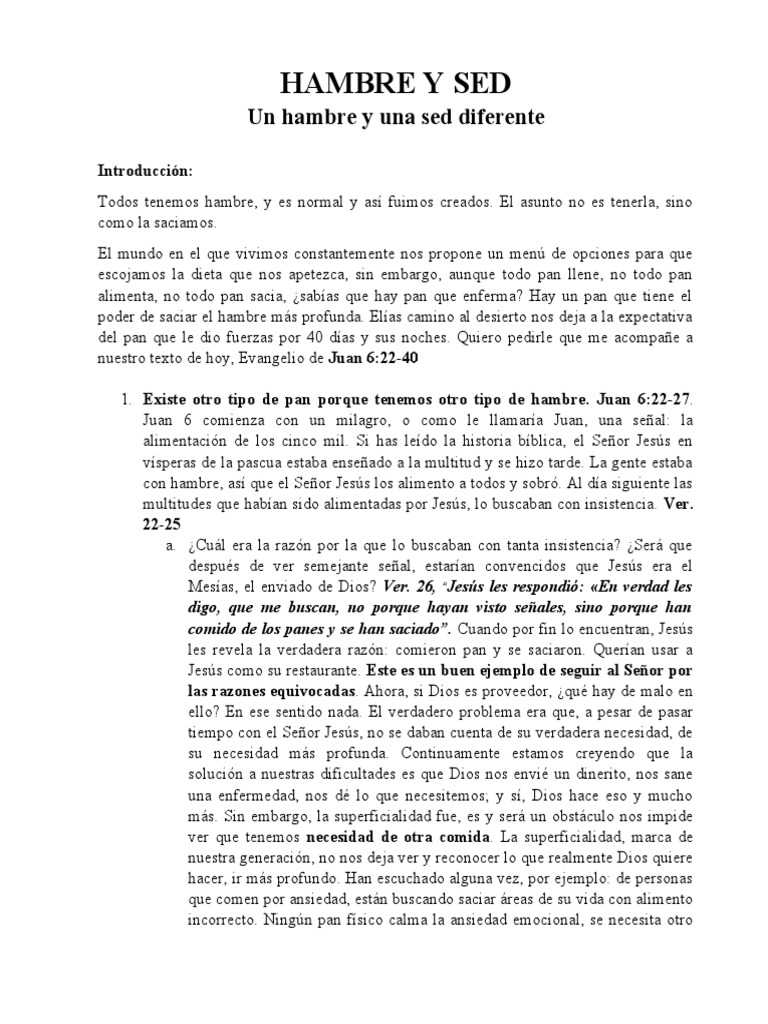 Hambre y Sed | PDF