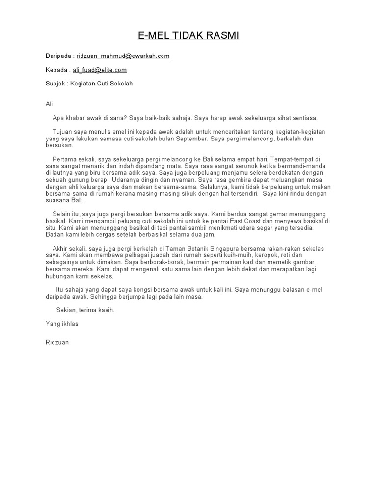 Contoh Emel Rasmi & Tidak Rasmi | PDF