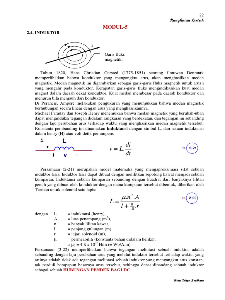 Modul05 RL Komponen Dasar Listrik Induktor | PDF | Sains & Matematika