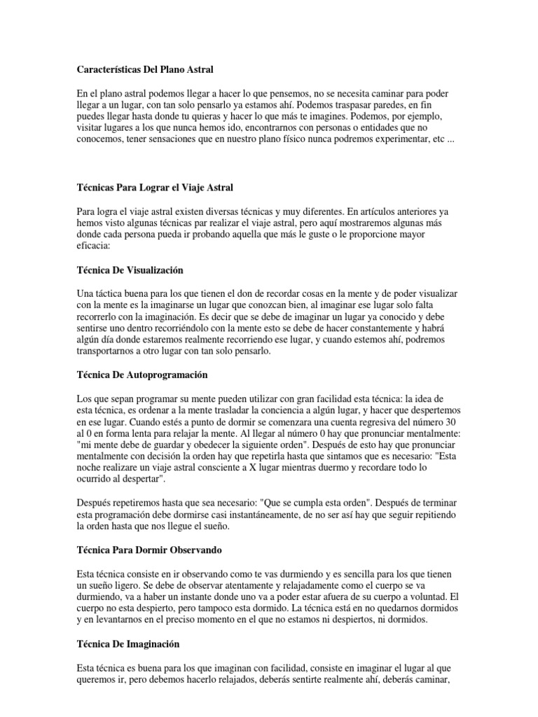 Características Del Plano Astral | PDF | Mente | Dormir