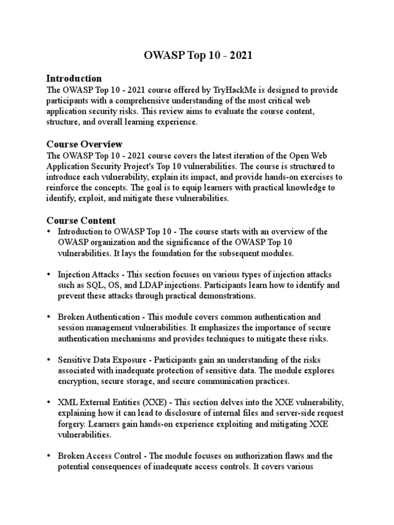OWASP Top 10 - 2021 Report 2 | PDF | Vulnerability (Computing) | Security