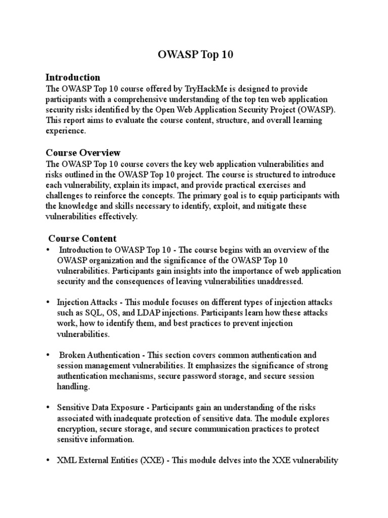 OWASP Top 10 report 1 | PDF