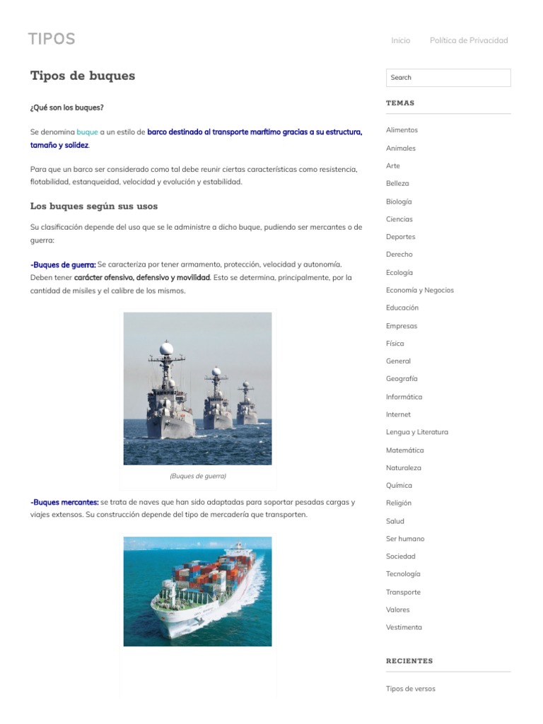 Tipos de Buques - Tipos | PDF