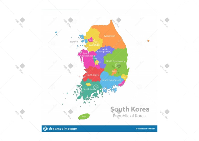 South Korea Map Republic Korea Administrative Division State Names ...