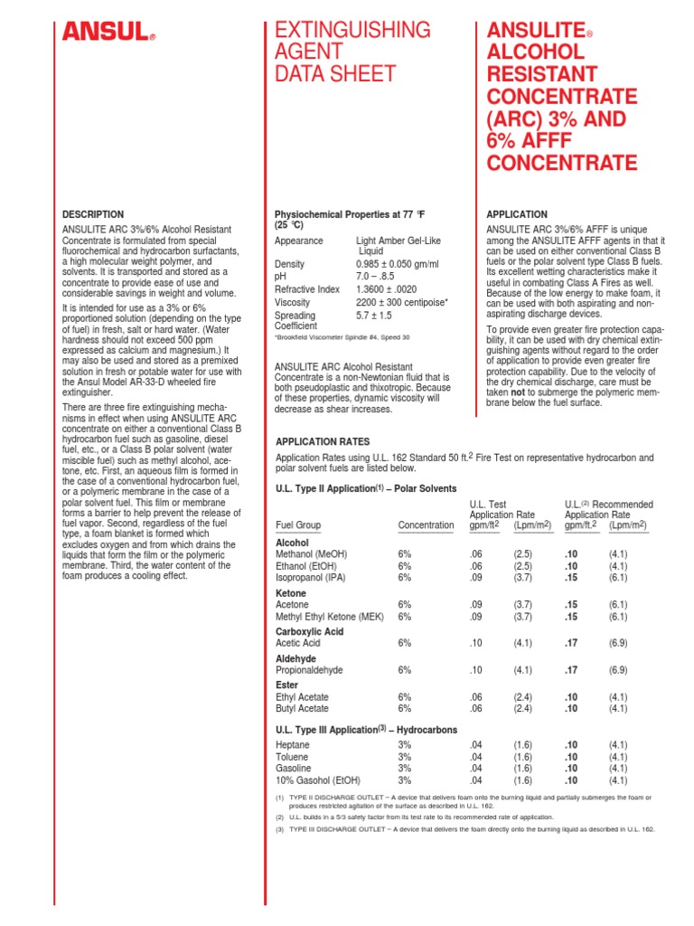 Ansul: Extinguishing Agent Data Sheet | Download Free PDF | Ethanol | Methanol