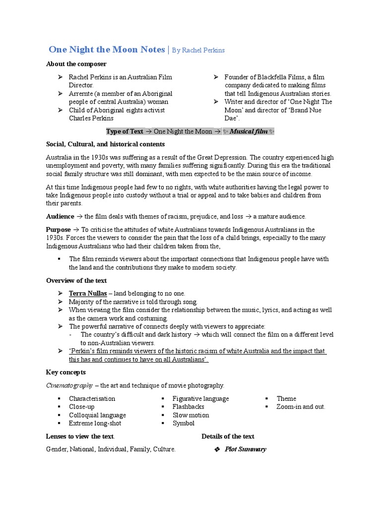 One NIght The Moon Notes | PDF