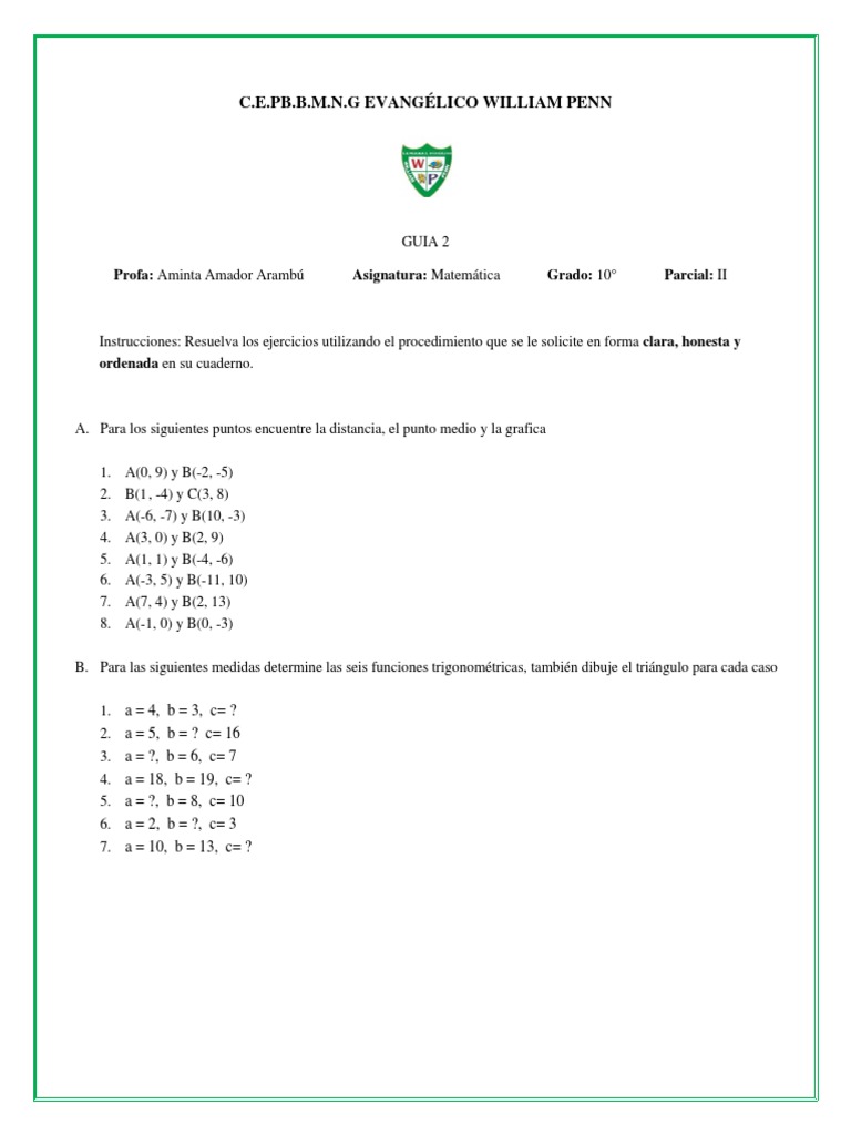 Guía #2 - 10mo Grado II Parcial | PDF