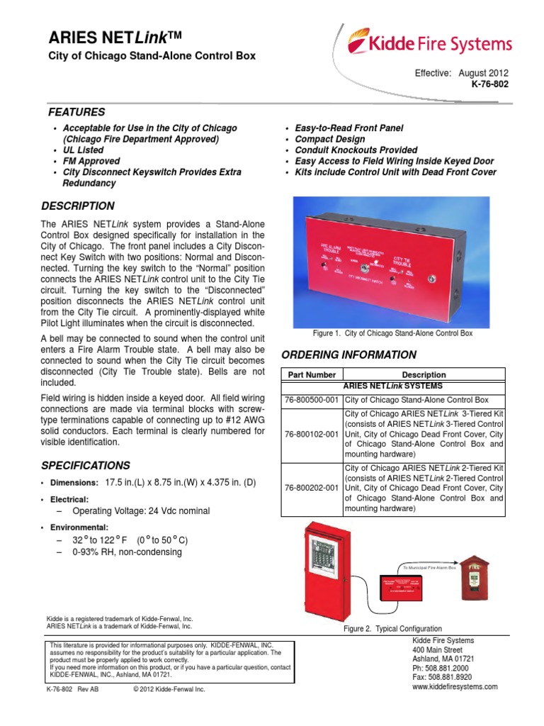 K-76-802 - City of Chicago Control Box Data Sheet | PDF