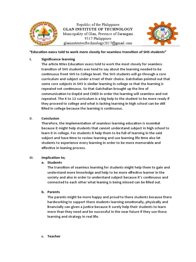 Reaction Paper. | PDF | Learning | Curriculum