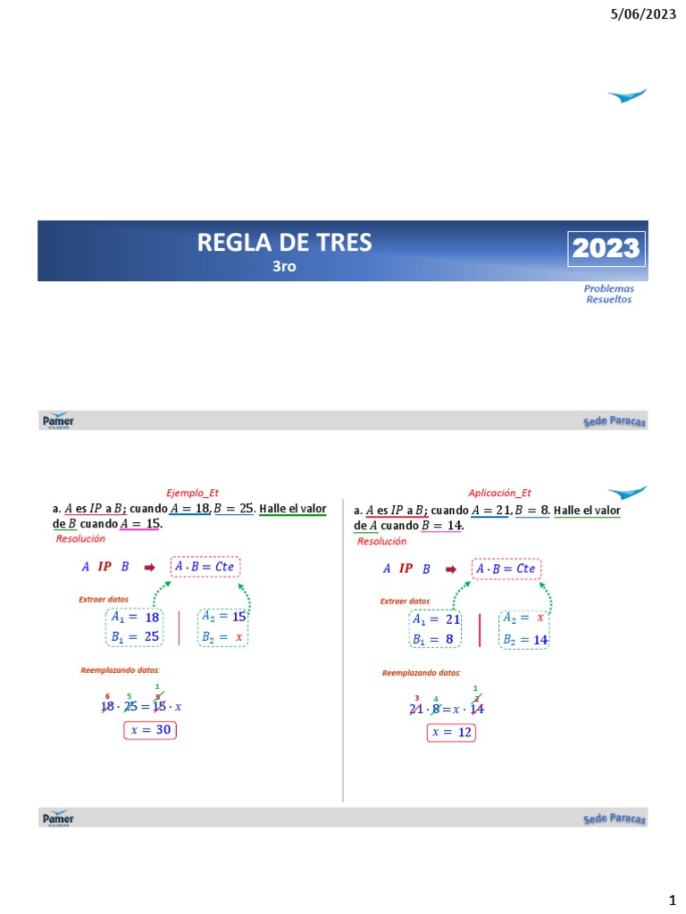 3ro Sem 2 Regla Tres 2023 CLASE | PDF