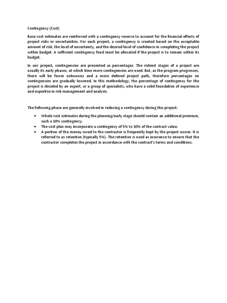 Contingency Cost | PDF