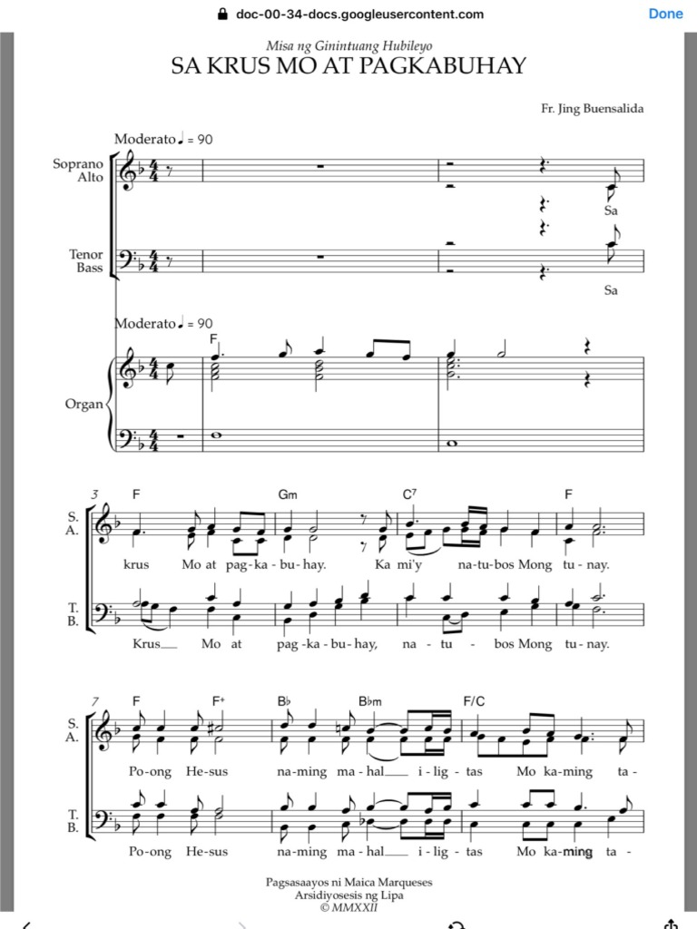 Misa Buensalida - Sa Krus Mo at Pagkabuhay | PDF