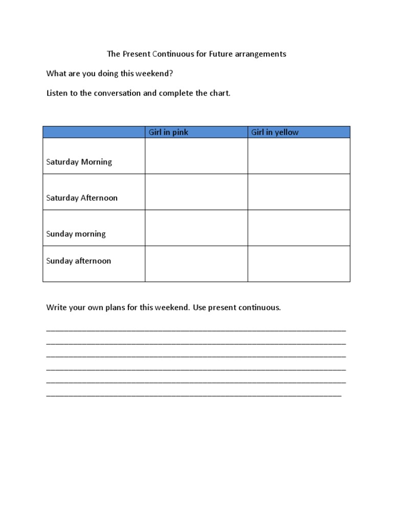 Listening. The Present Continuous For Future Arrangements. | PDF