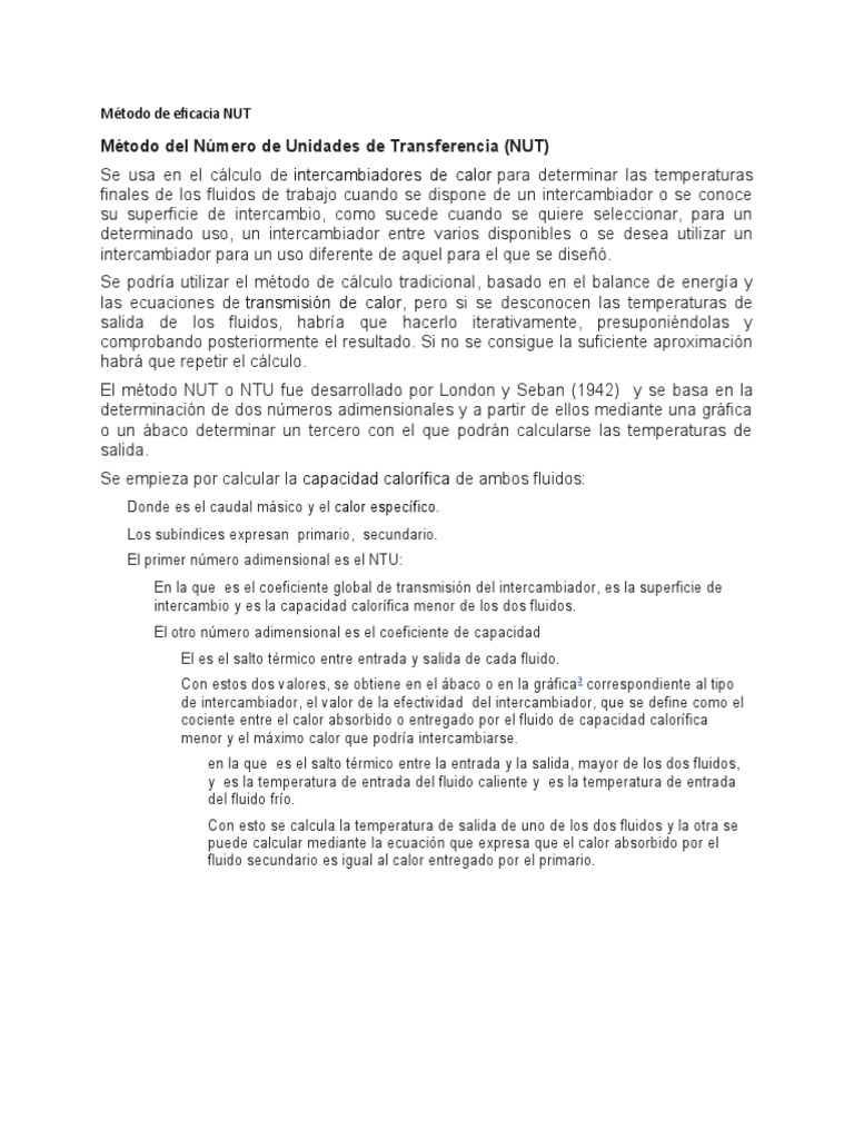 Método de Eficacia NUT | PDF | Intercambiador de calor | Calor