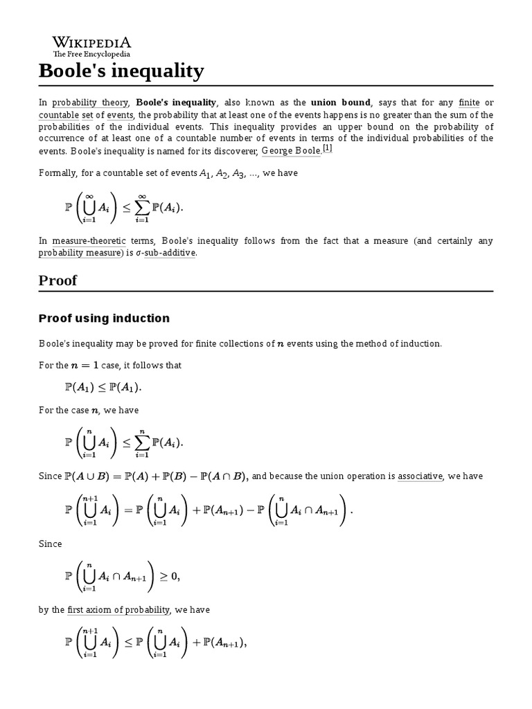 Boole's Inequality | PDF | Measure (Mathematics) | Probability Theory