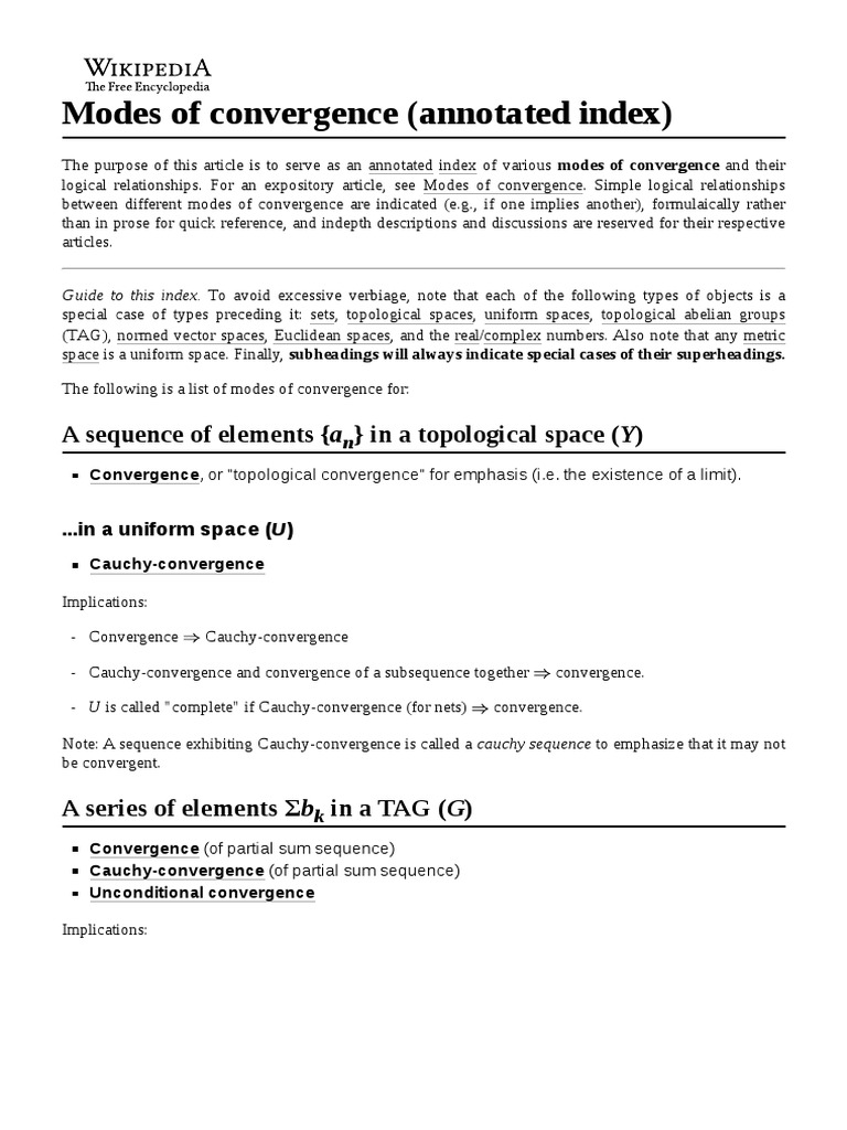 Modesofconvergenceannotatedindex Pdf 