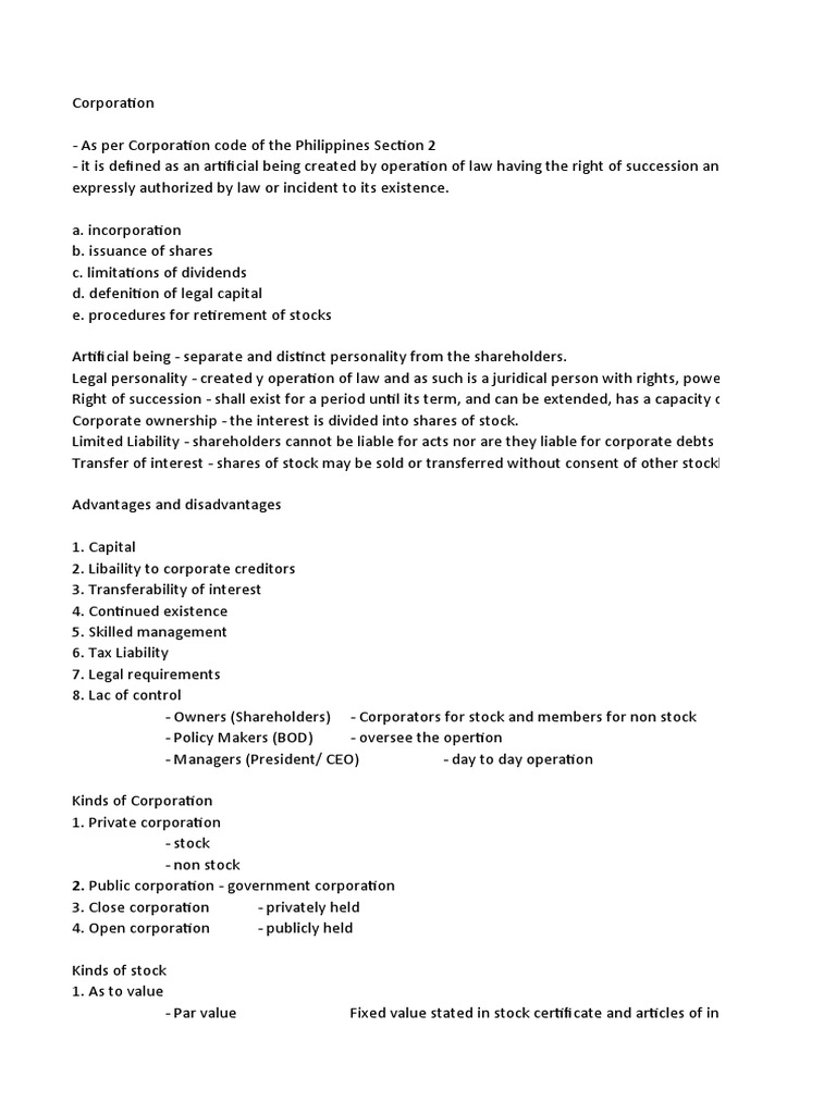 Corporation Problems | PDF