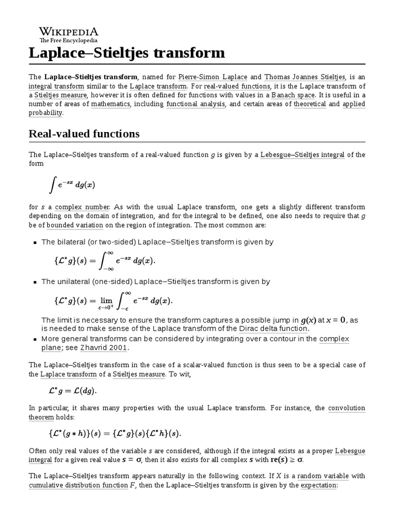 Laplace–Stieltjes_transform | PDF | Laplace Transform | Mathematical Physics