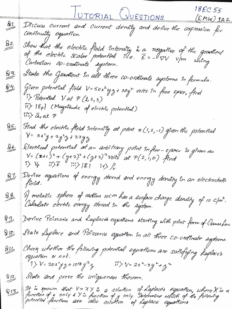 18EC55 - Tutorial Questions IA2 | PDF | Science & Mathematics