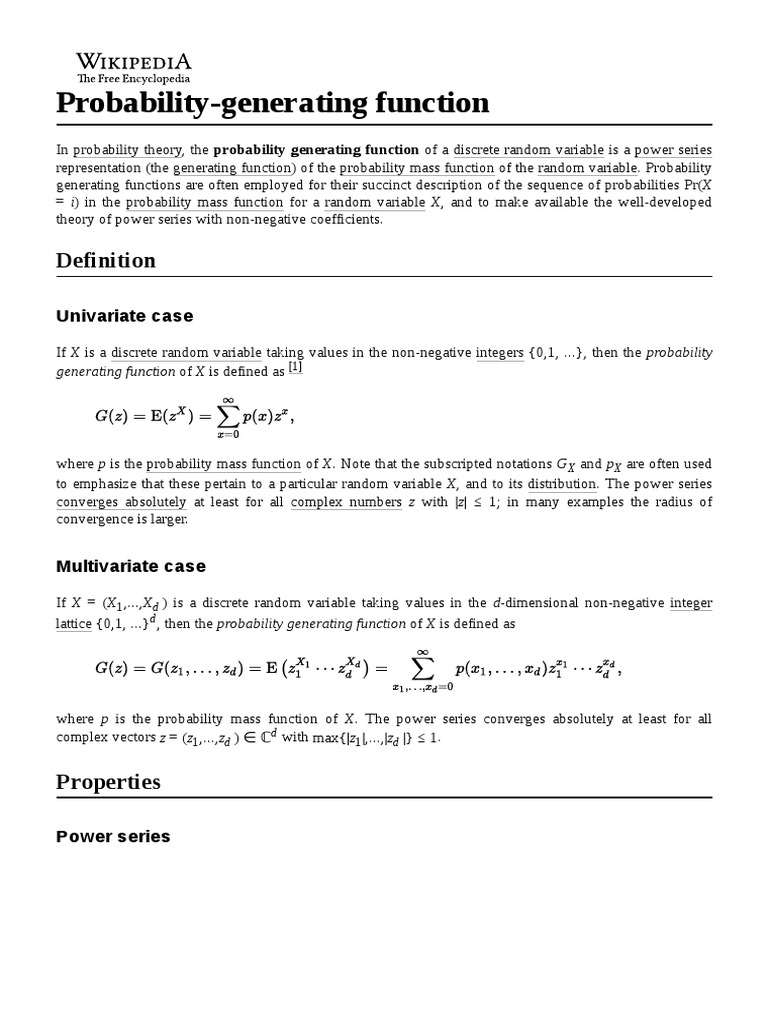 Probability-Generating Function | PDF Probability-Generating Function | PDF