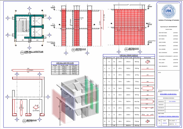 Core Wall Rebar Detail and Layout Plan | PDF