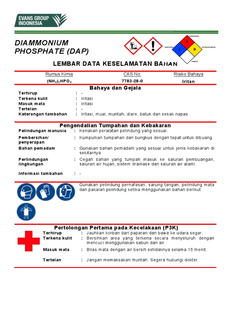Resume MSDS Diammonium Phosphate (DAP) | PDF