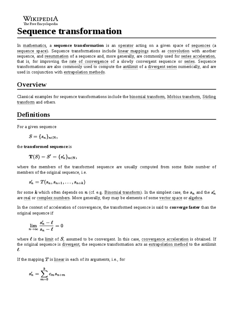 Sequence Transformation | PDF | Sequence | Mathematical Objects