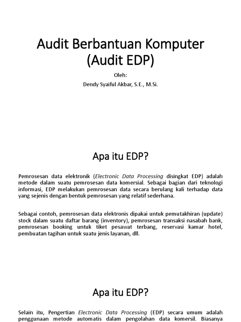 Audit Berbantuan Komputer (Audit EDP) | PDF